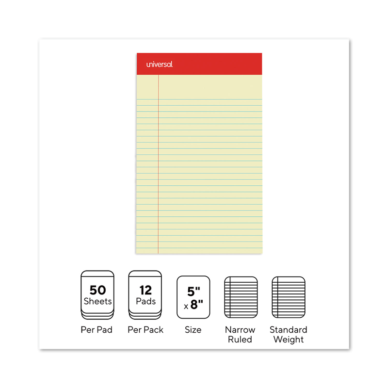 Universal™ Perforated Ruled Writing Pads, Narrow Rule, 50 Canary-Yellow ... Universal™ Perforated Ruled Writing Pads, Narrow Rule, 50 Canary-Yellow ...