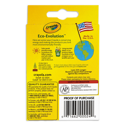 Crayola® Classic Color Crayons, Peggable Retail Pack, 24 Colors/Pack